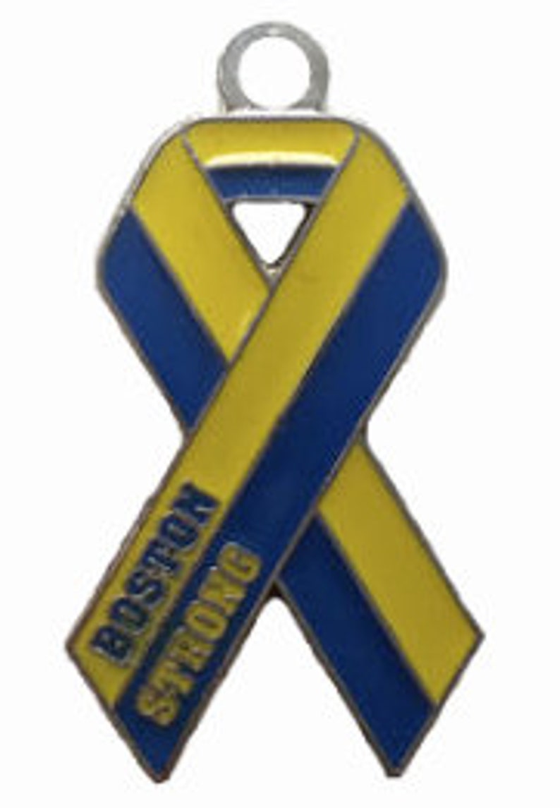 50pcs Boston Strong Blue & Yellow Ribbon Charm Pendant for | Etsy