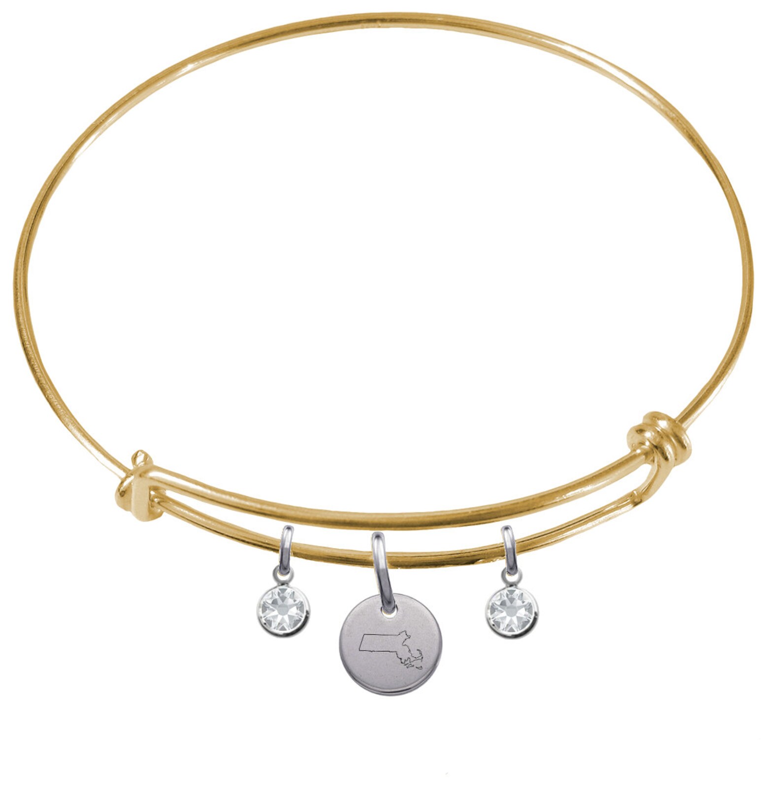 Massachusetts State Logo Gold Wire Expandable Bangle Bracelet - Pick ...
