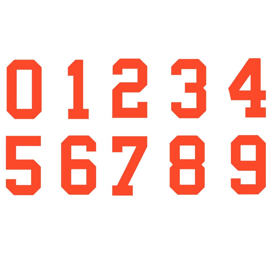 ORANGE Custom Sports Jersey Style Number Vinyl Decal - Pick Your Number ...