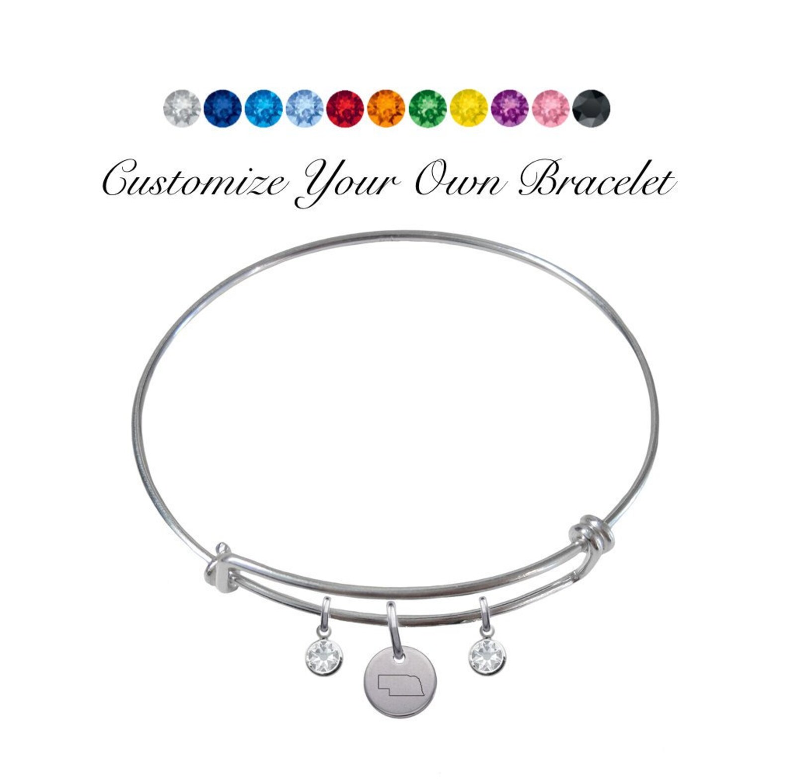 Nebraska State Wire Expandable Bangle Bracelet - Customize Your ...