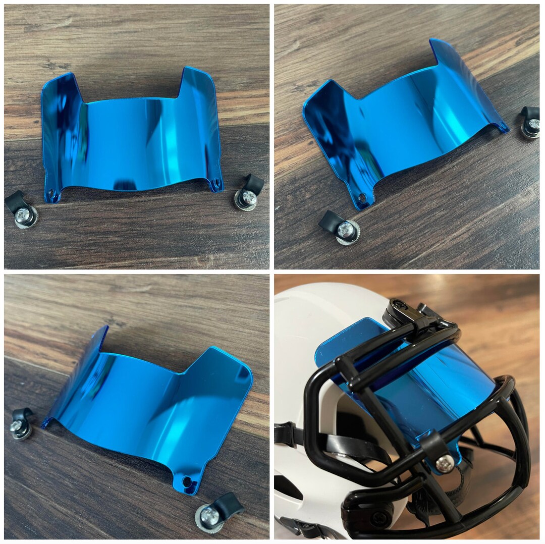 Mini Football Helmet Sky Blue Chrome Mirror Eye Shield Visor W ...