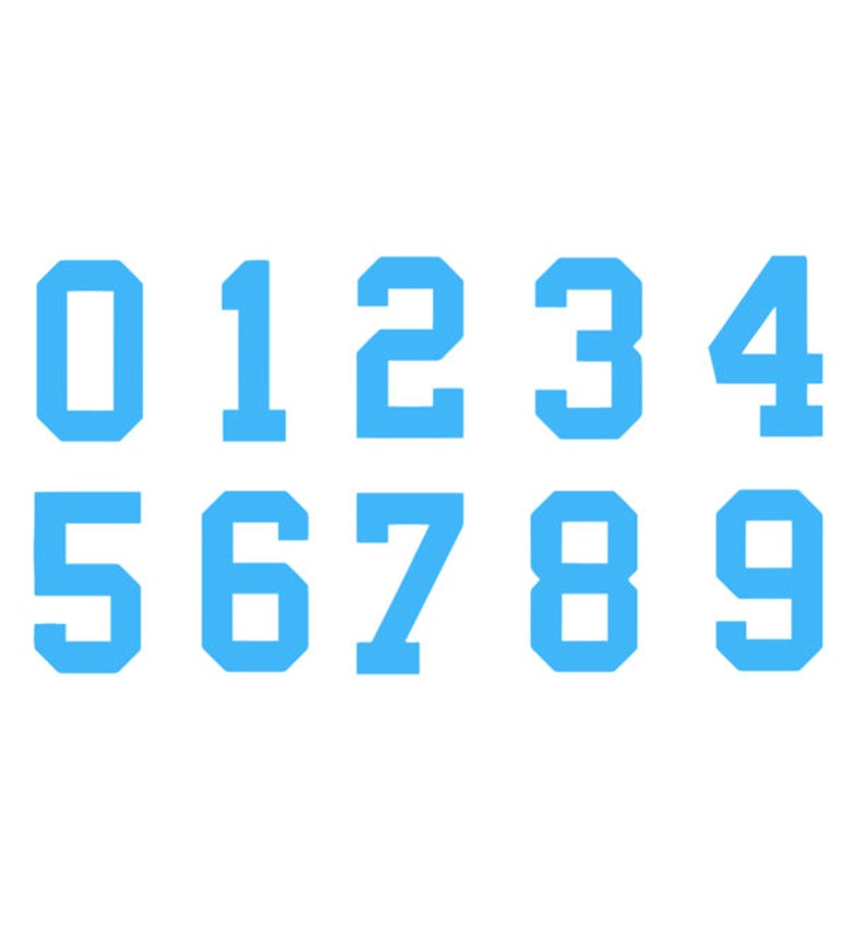 LIGHT BABY BLUE Custom Sports Jersey Style Number Vinyl Decal - Pick ...