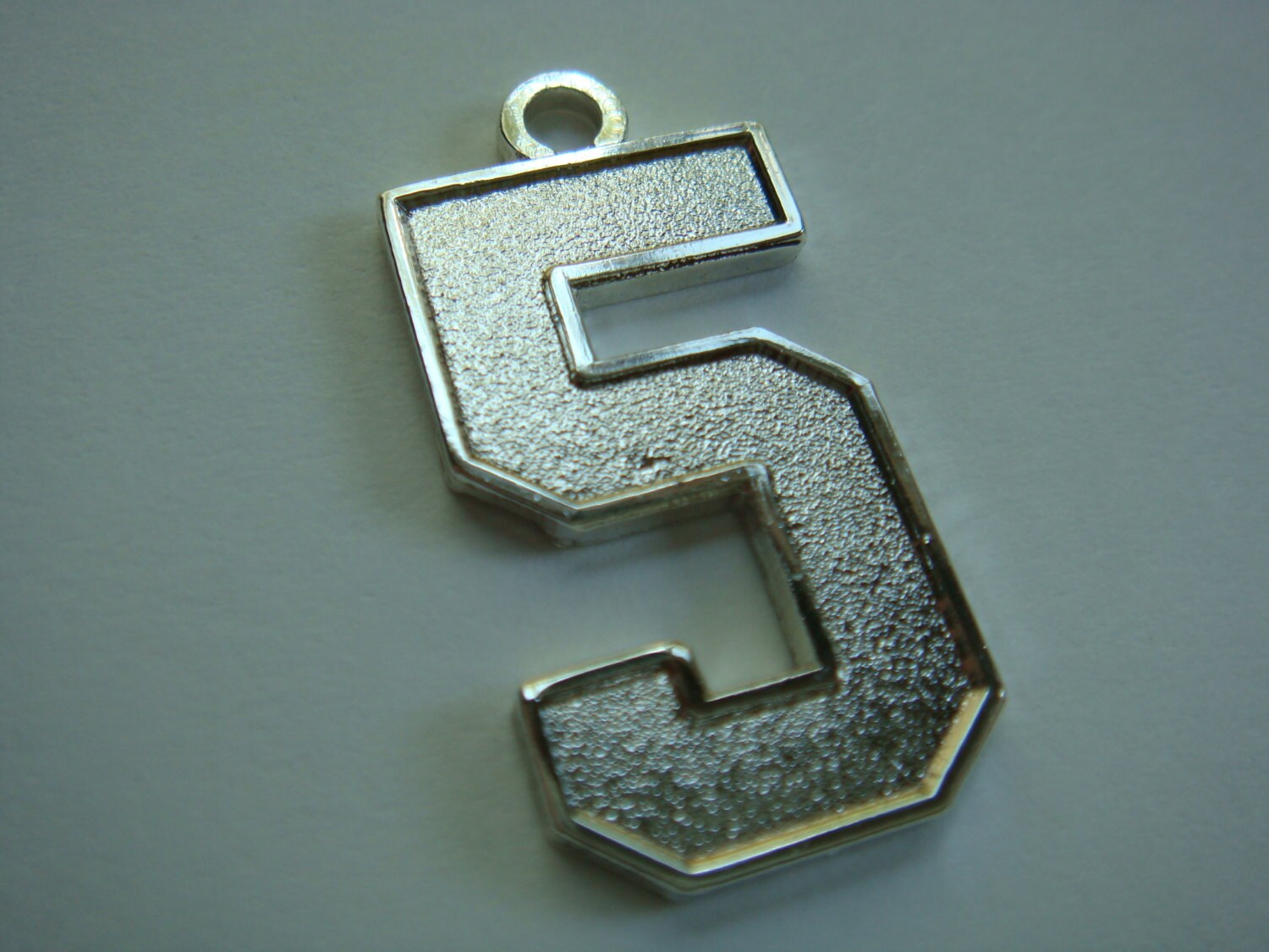 Number 5 Jersey Style Sports Necklace Charm Pendant (0.8" Tall) SILVER ...
