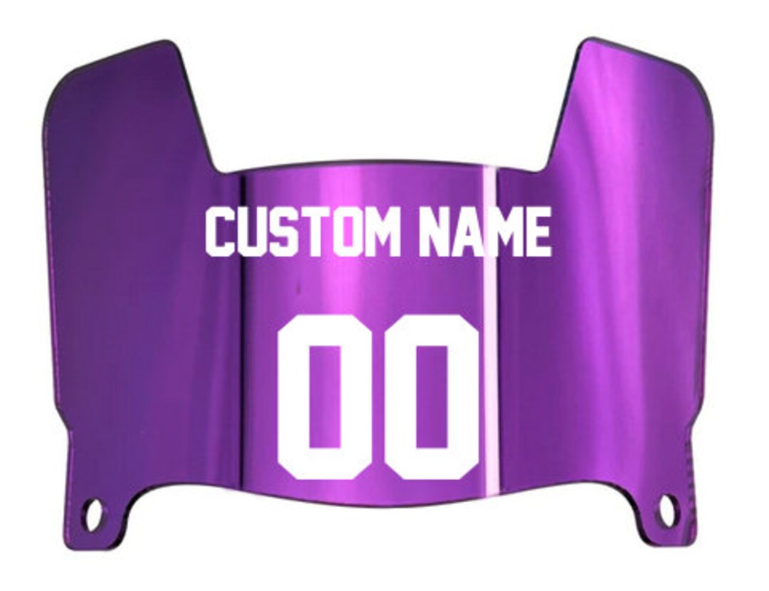 Custom Name & Number Mini Football Helmet PURPLE CHROME MIRROR Eye ...
