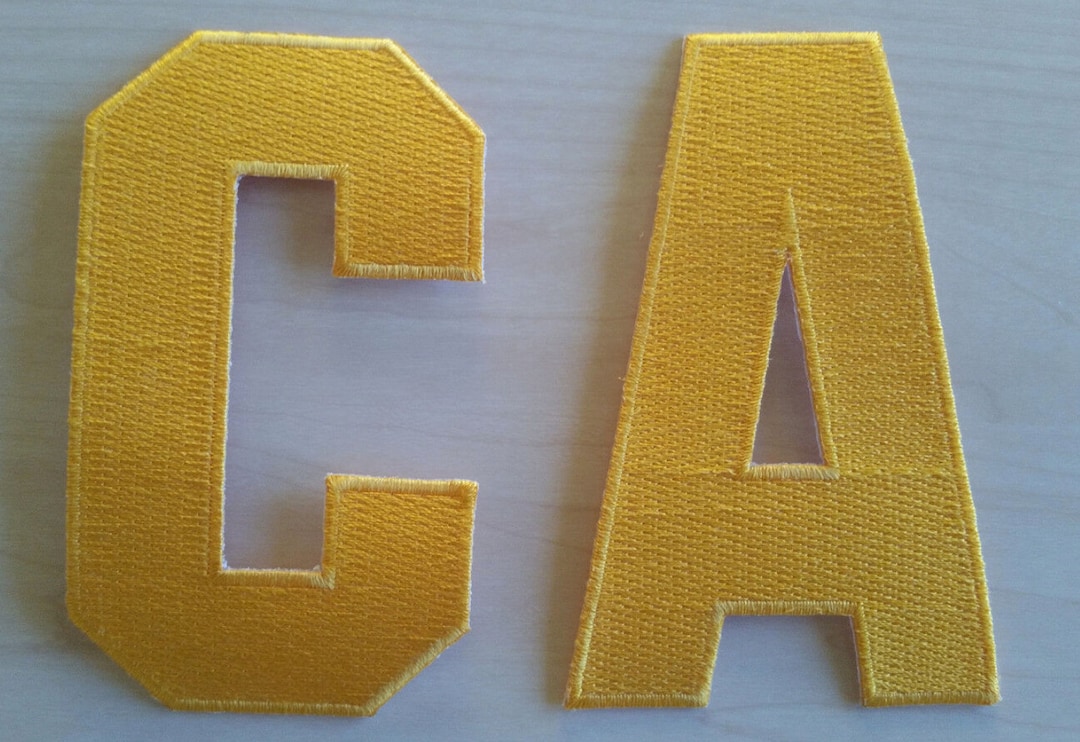 YELLOW Gold Captain C Alternate A Patch IRON ON - Hockey Style Captains ...