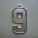 Number 9 Jersey Style Sports Necklace Charm Pendant 0.8 Tall SILVER ...