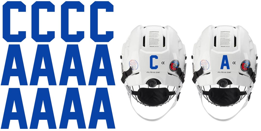 Royal Blue Captain C & Assistant A Hockey Helmet Decal Patch Style 12 ...