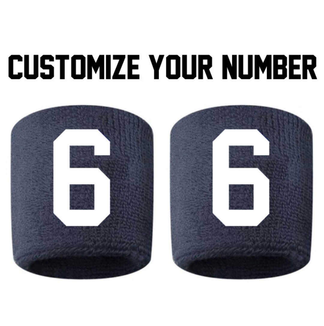 Pick Your Number NAVY BLUE W/ WHITE Embroidered Stitched Sweatband ...
