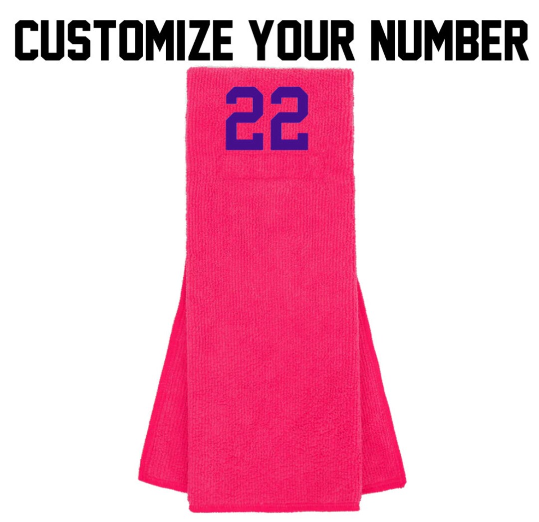 Pick Your Number Football Towel PINK W/ PURPLE #'s Custom Player ...