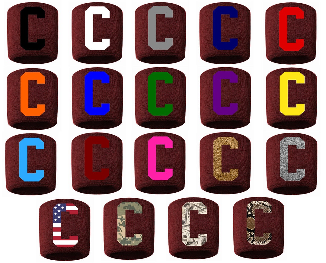 Captain Patch Sweatband Wristband Maroon Embroidered C Football ...