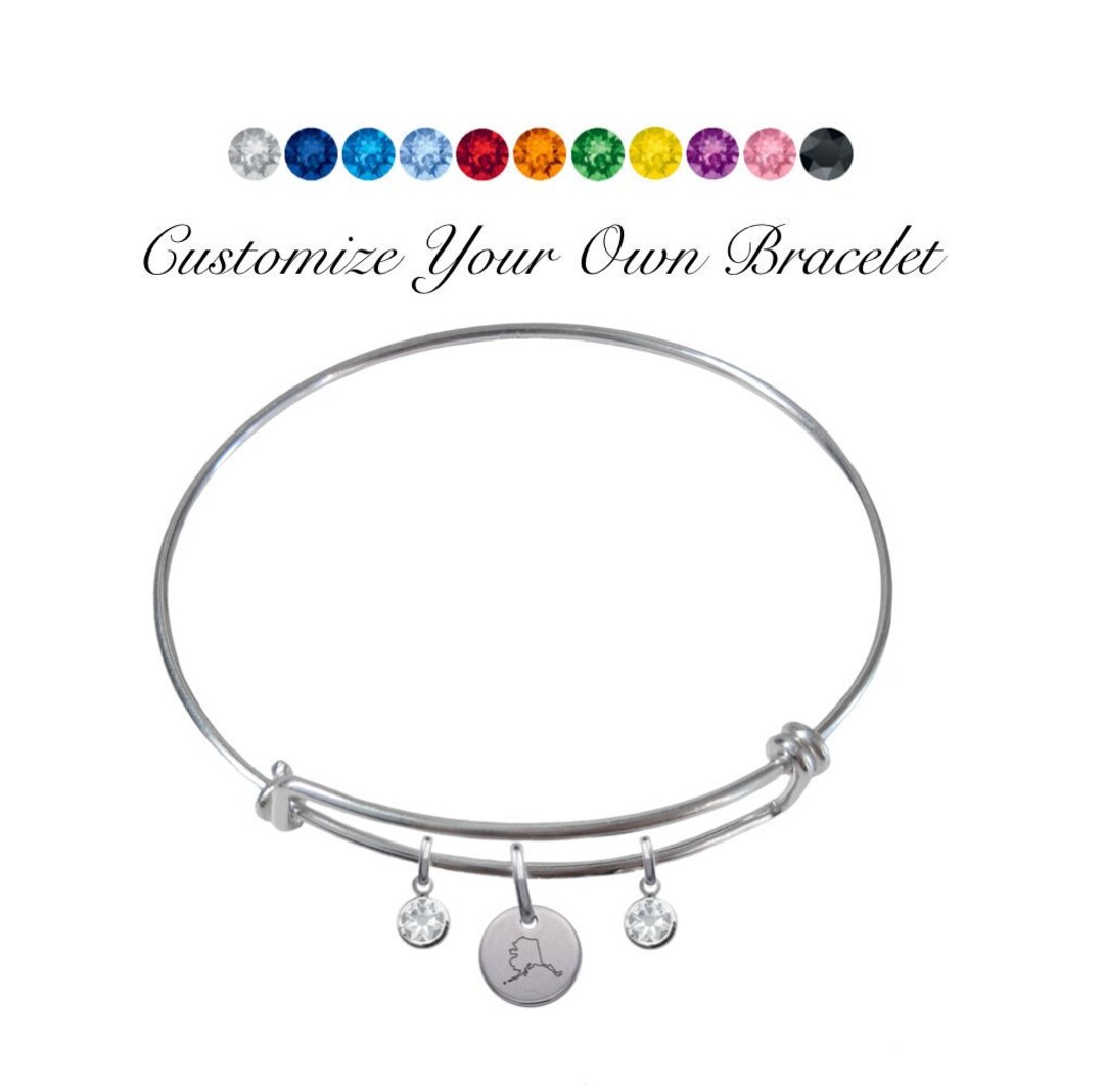 Alaska State Wire Expandable Bangle Bracelet - Customize Your Bracelet ...