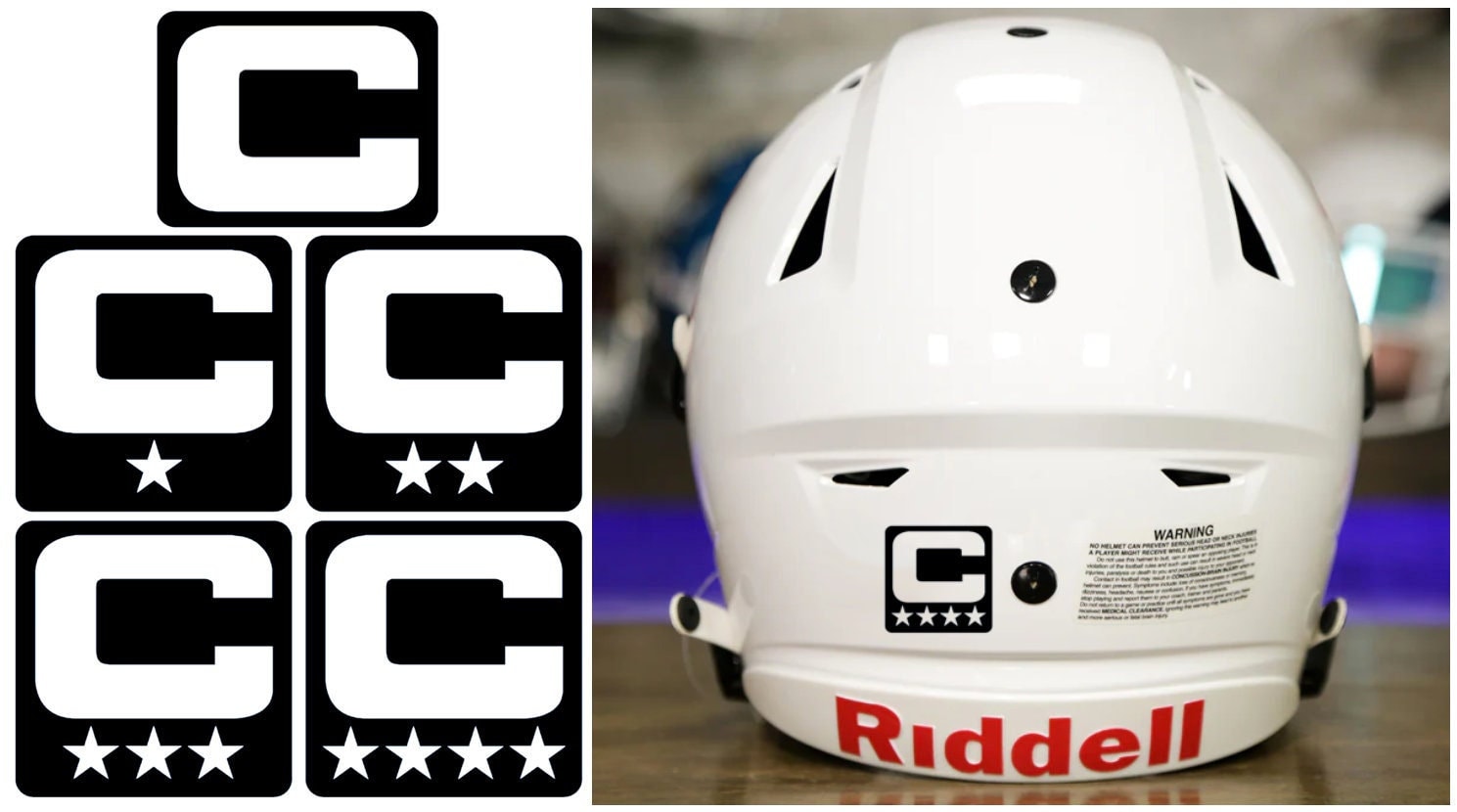 Black Captain Patch Jersey C Style Football Helmet Decal - Perfect for ...