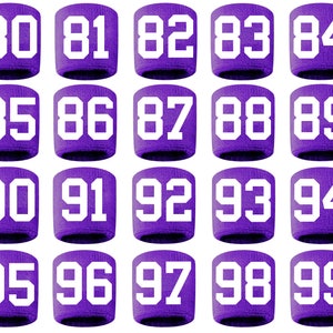 Pick Your Number PURPLE W/ WHITE Custom Embroidered Stitched Sweatband ...