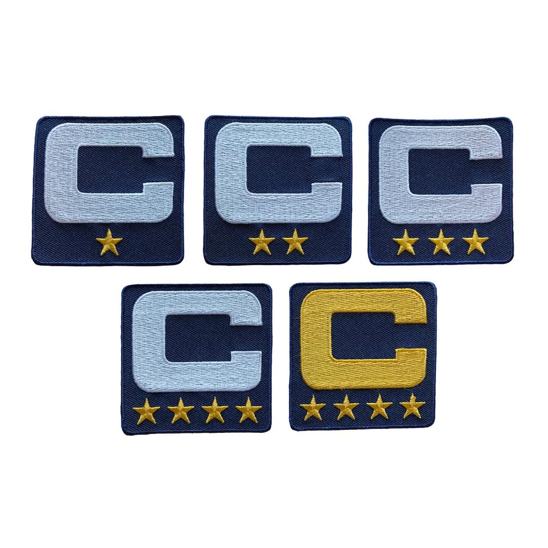 NAVY BLUE Captain C Patch W/ Stars Iron on Jersey - 2025 Football Captains Patch Premium ...