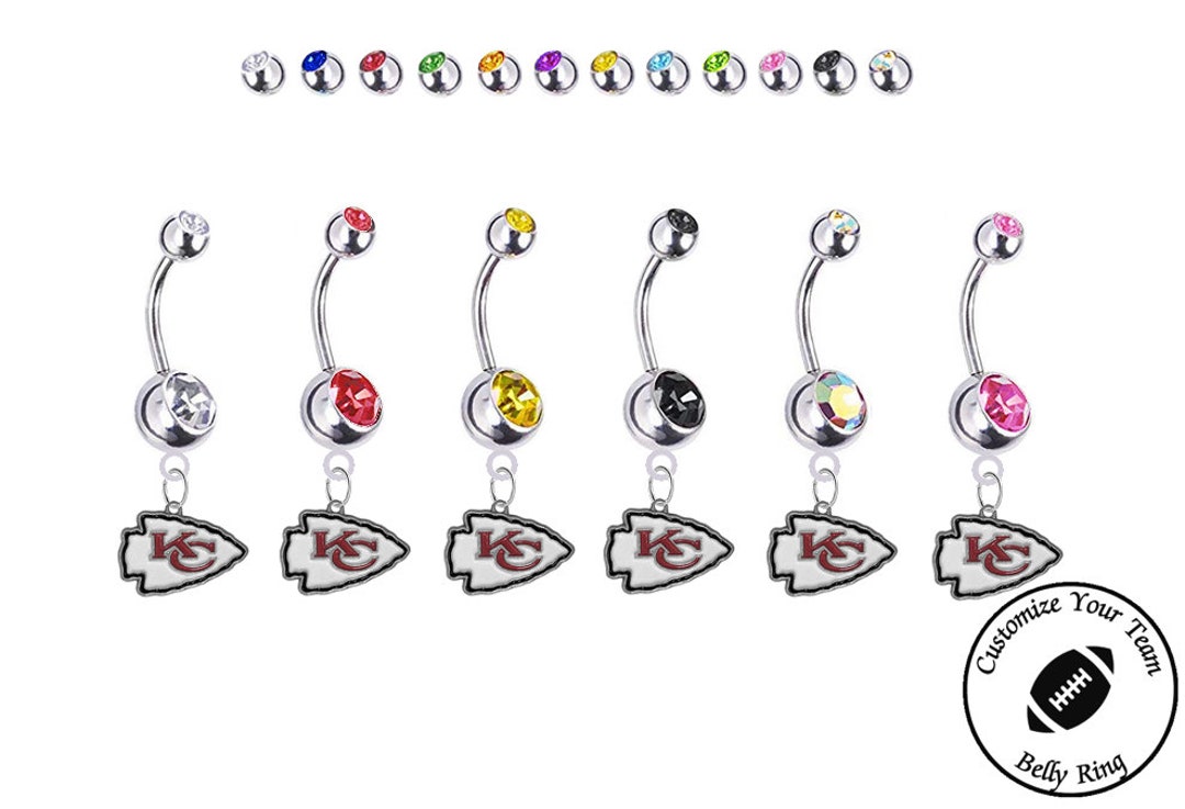 Kansas City Football Silver Belly Button Navel Ring - Customize Your ...