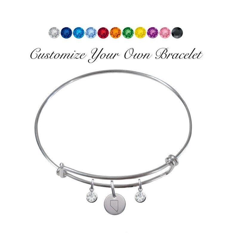 Nevada State Logo Silver Wire Expandable Bangle Bracelet | Etsy