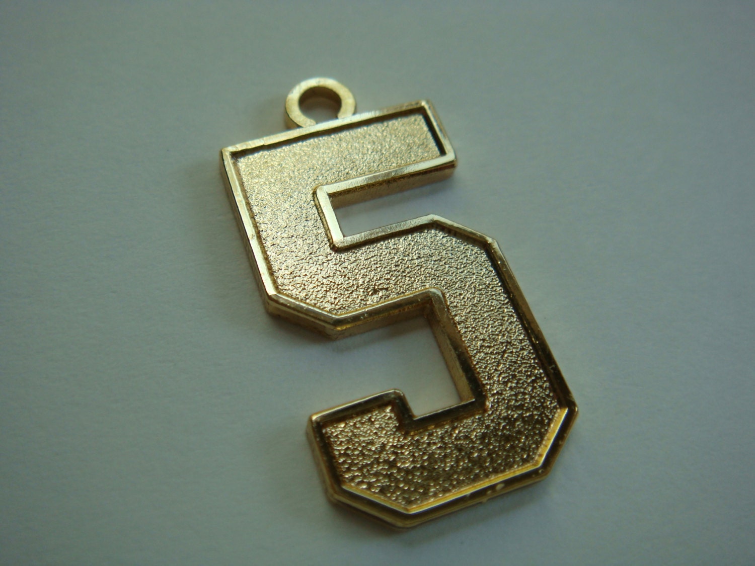 Number 5 Jersey Style Sports Necklace Charm Pendant 0.8 Tall GOLD ...