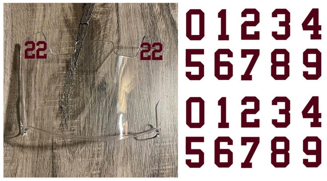 Custom MAROON Player Number Decals for Adult & Youth Football Helmet ...