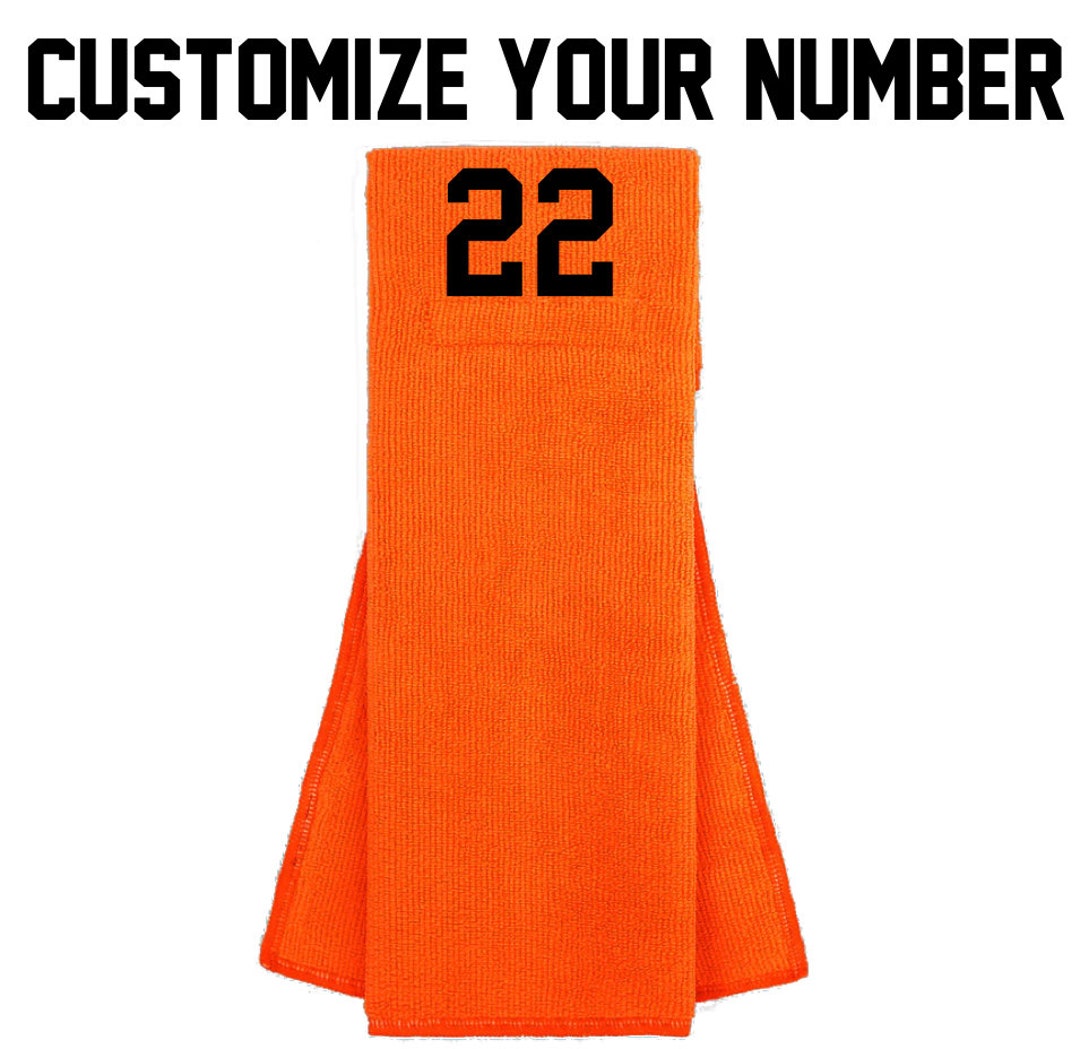 Pick Your Number Football Towel ORANGE W/ BLACK #'s Custom Player ...