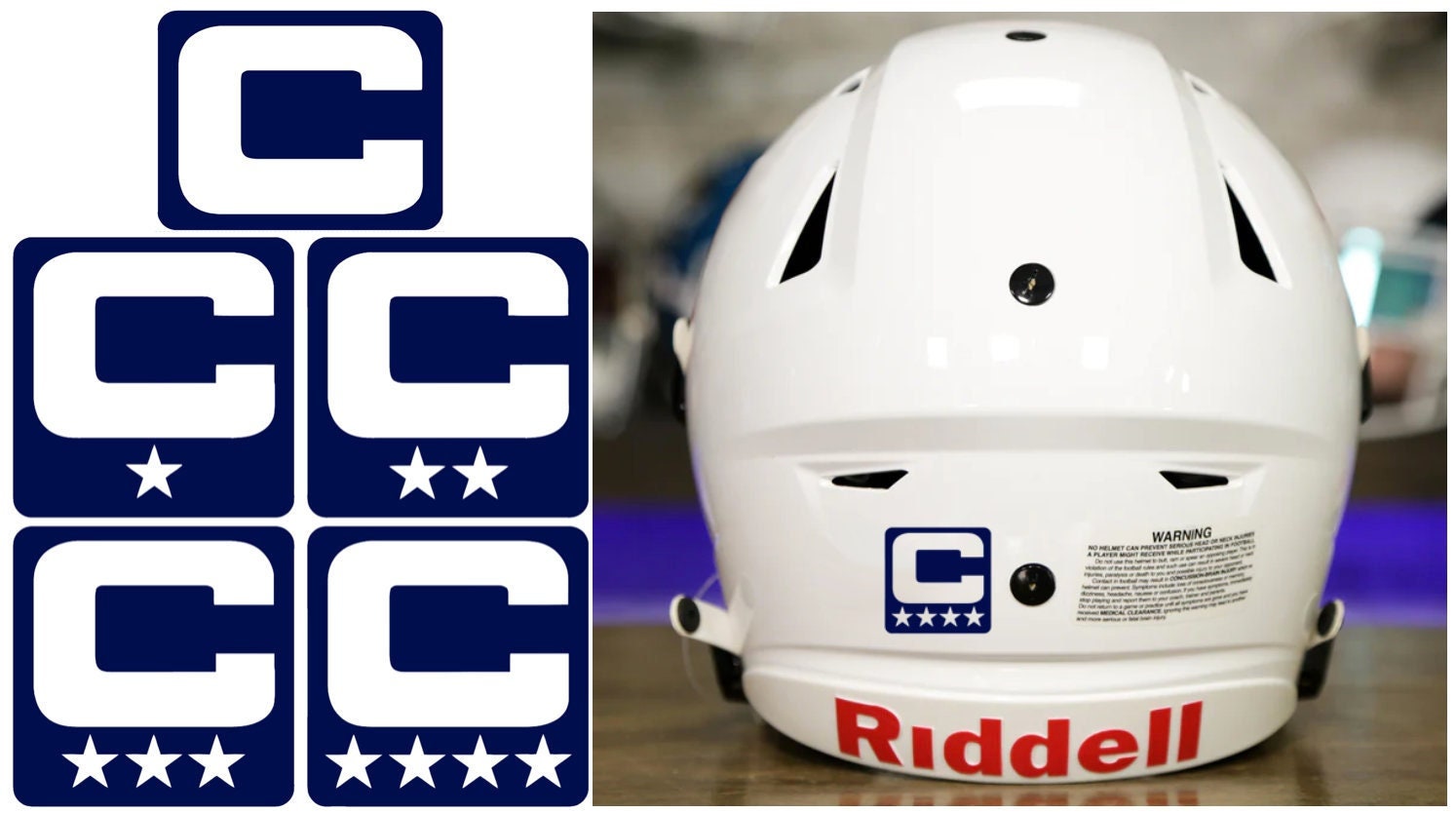 Navy Blue Captain Patch Jersey C Style Football Helmet Decal Perfect ...