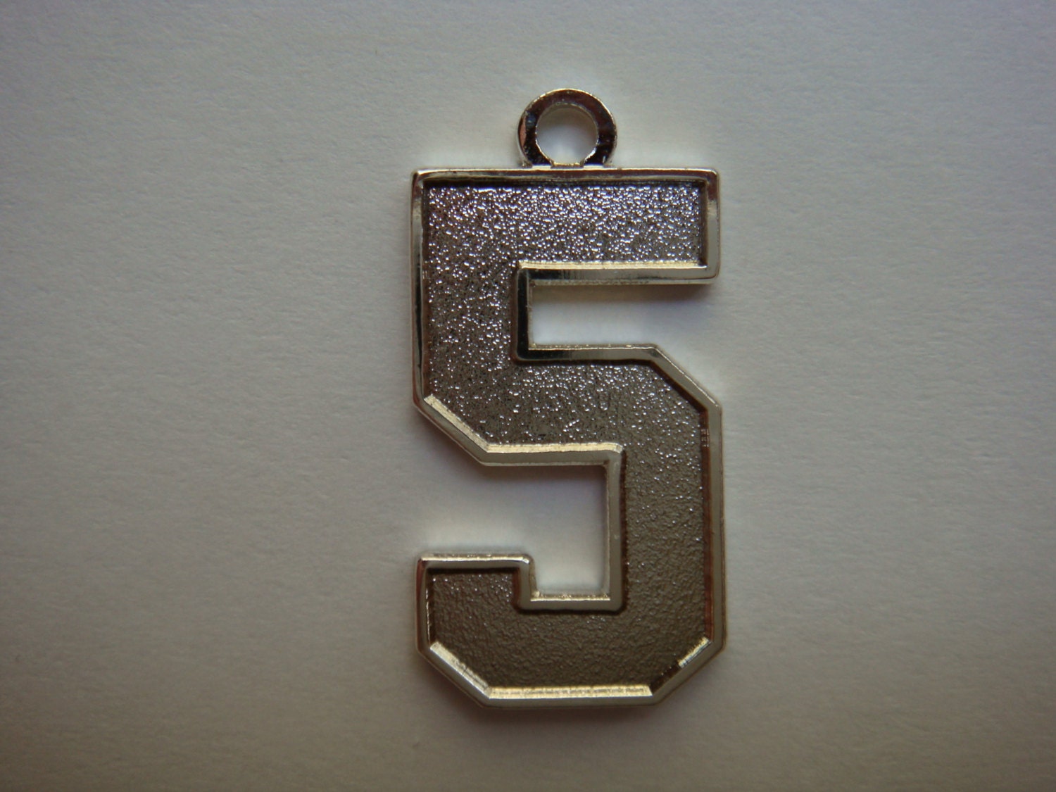 Number 5 Jersey Style Sports Necklace Charm Pendant (0.8" Tall) SILVER ...