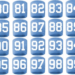 Pick Your Number LIGHT BLUE W/ WHITE Embroidered Stitched Sweatband ...