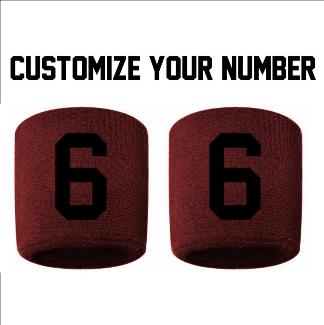 Pick Your Number MAROON W/ BLACK Embroidered Stitched Sweatband ...