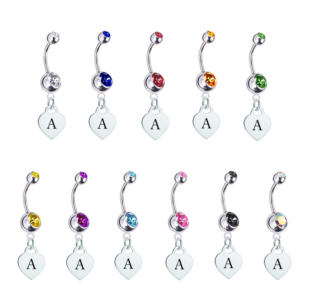 Belly Rings With Letter J
