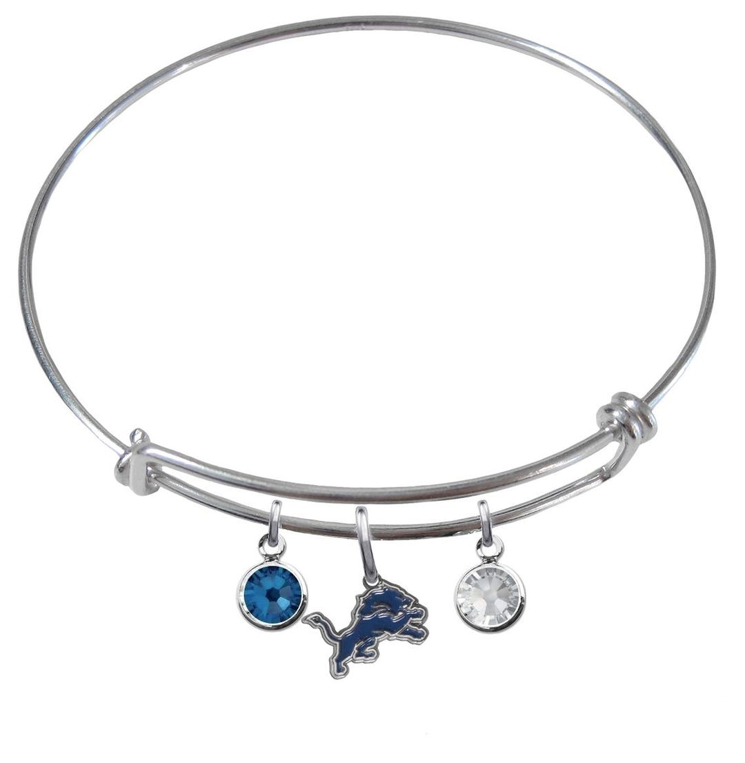 Detroit Football Expandable Wire Bangle Charm Bracelet W/ Team Color ...