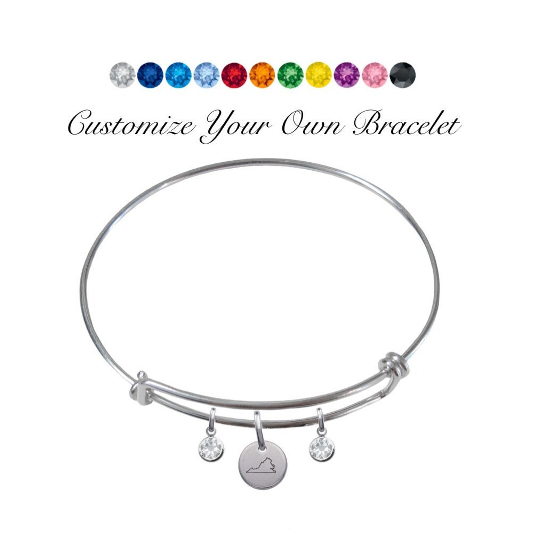Virginia State Wire Expandable Bangle Bracelet - Customize Your ...