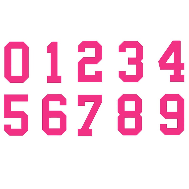HOT PINK Custom Sports Jersey Style Number Vinyl Decal - Pick Your ...