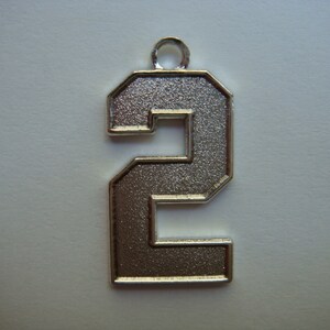 Number 2 Jersey Style Sports Necklace Charm Pendant (0.8" Tall) SILVER ...