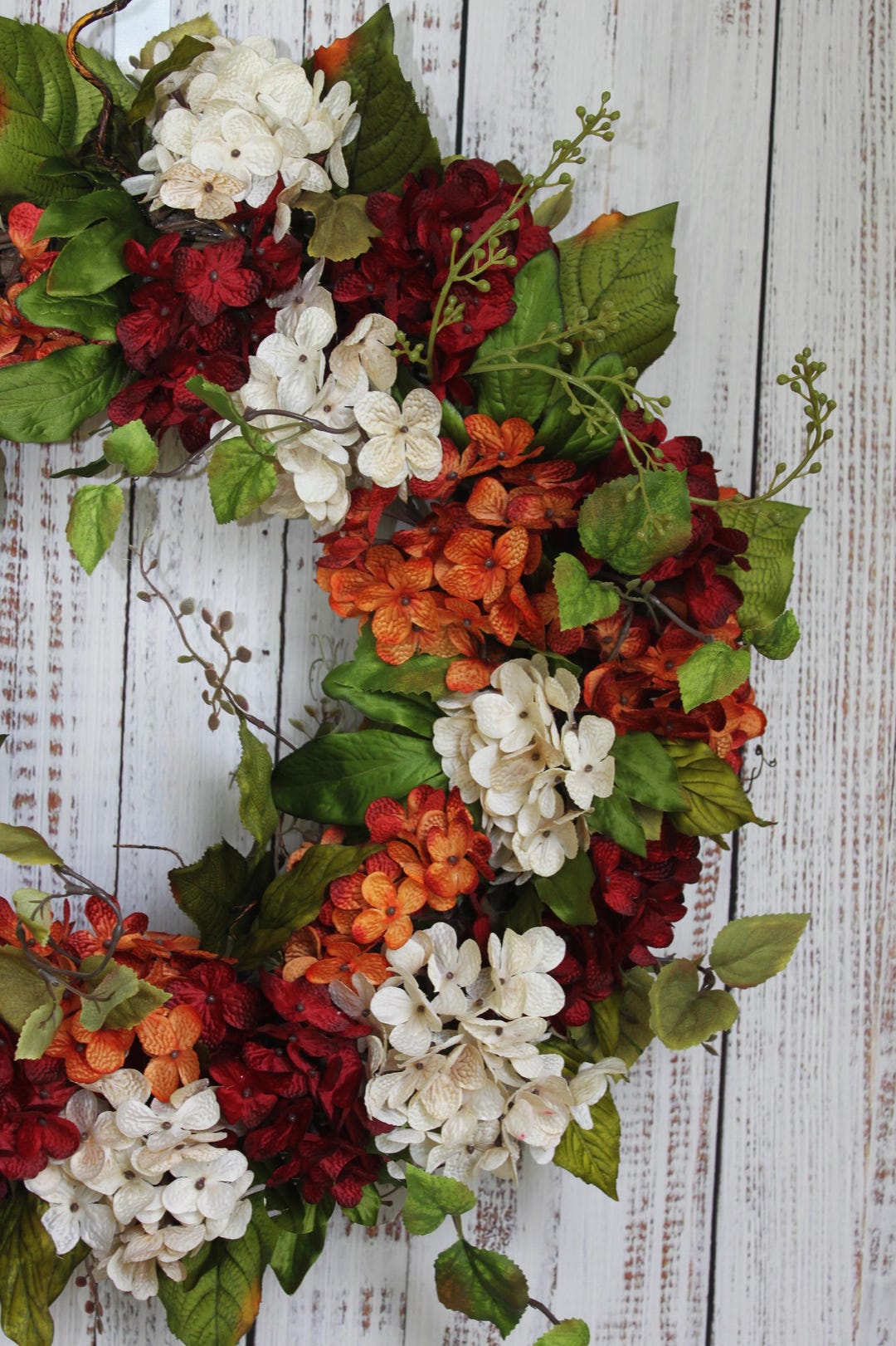 Fall Hydrangea Wreath With Twig Pumpkin: Autumn Door Decor - Etsy