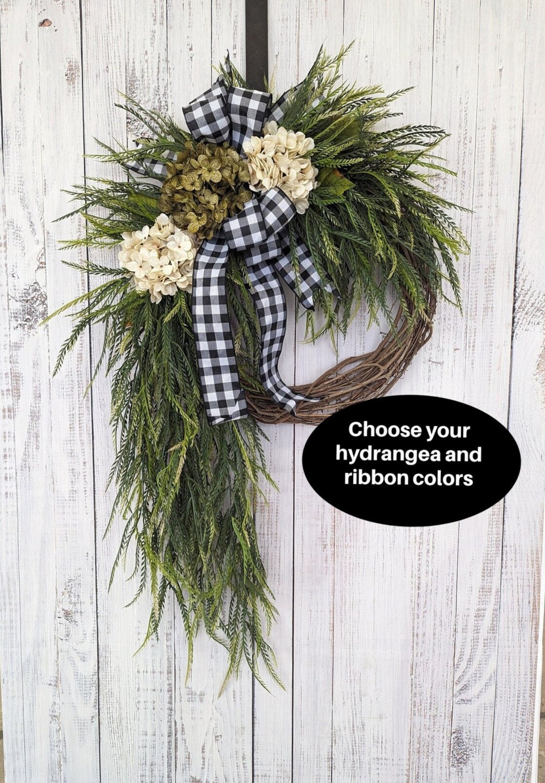 Extra Large Spring Door Wreath: Trailing Greenery & Hydrangea - Etsy