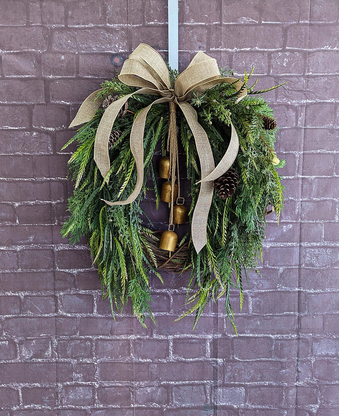 Christmas Bell Wreath: Evergreen Holiday Door Decor - Etsy
