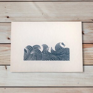 Wave and Fish - Original Linocut Print - Etsy