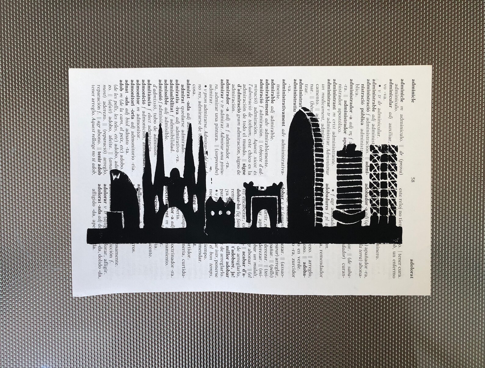 Barcelona Skyline - Original Linocut Print - Etsy