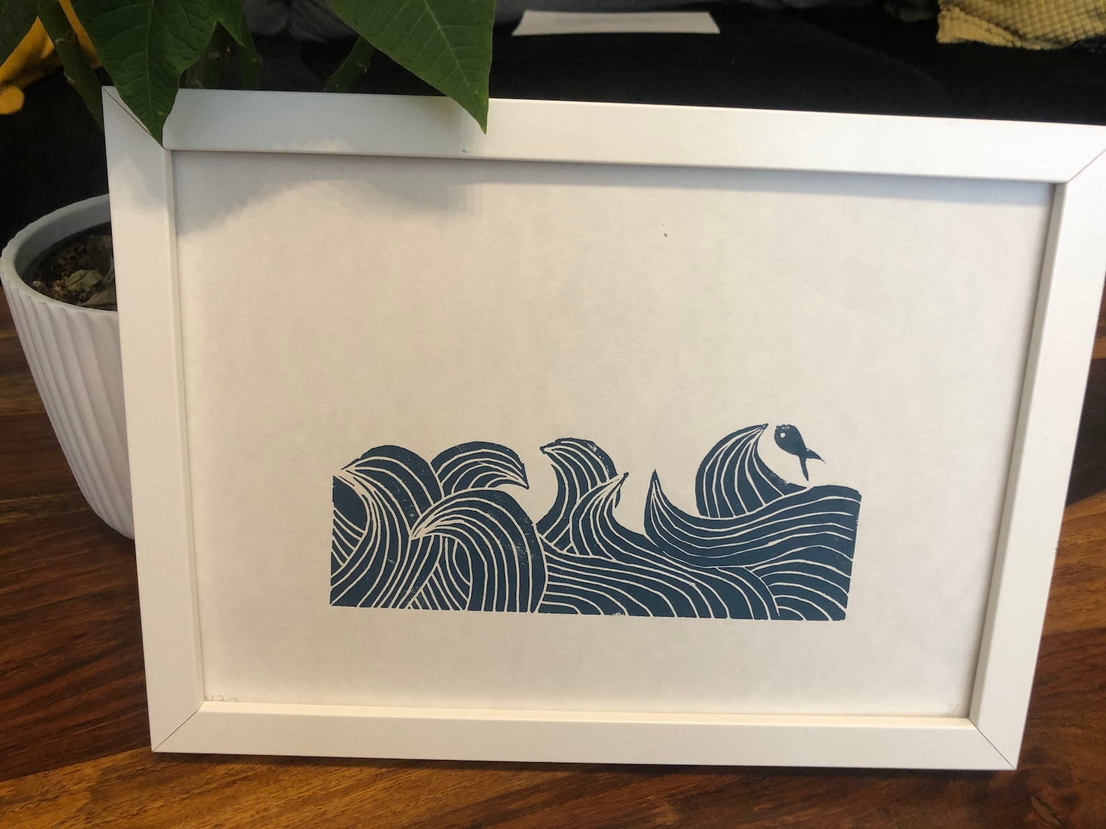 Wave and Fish - Original Linocut Print - Etsy