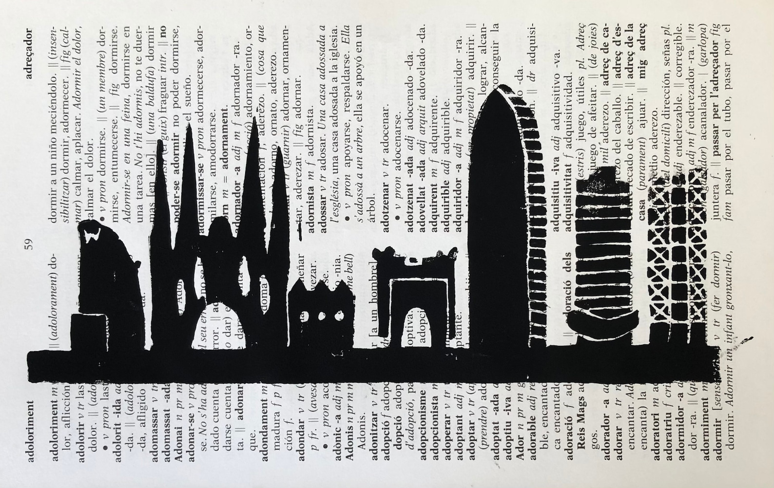 Barcelona Skyline - Original Linocut Print - Etsy