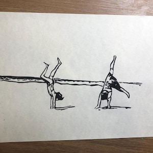 Cartwheels on the Beach - Original Lino Cut. Limited Edition - Etsy