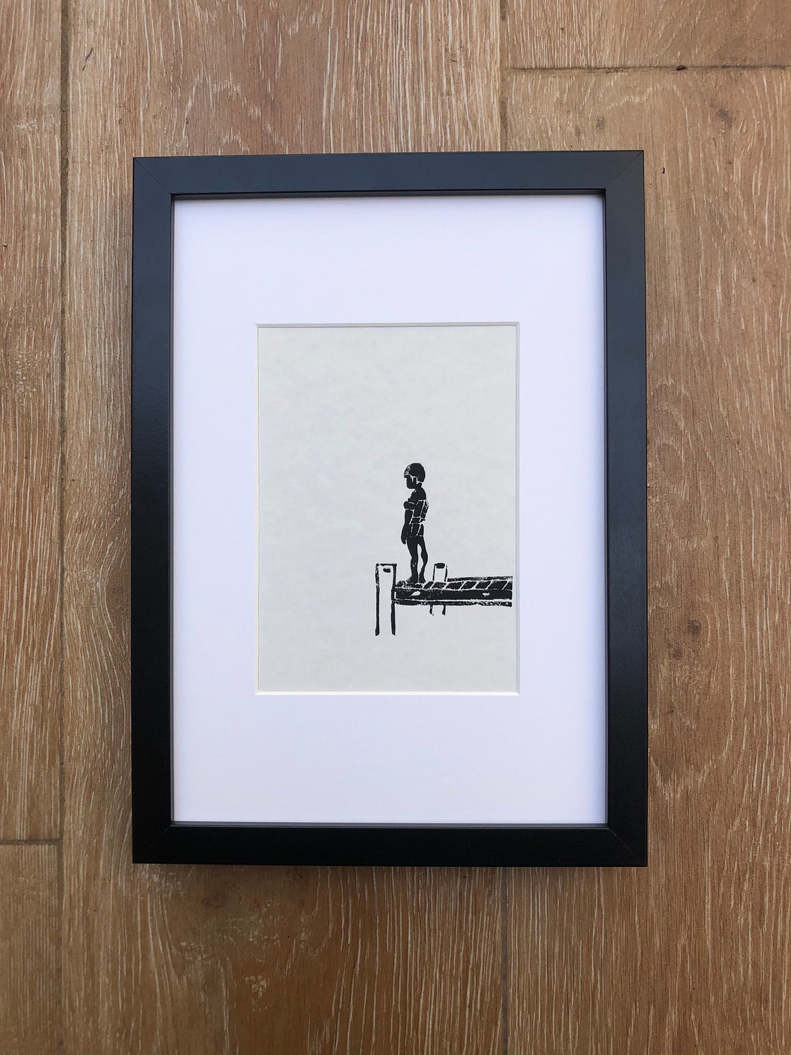 Boy at the Dock Original Linocut Print - Etsy