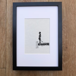 Boy at the Dock - Original Linocut Print - Etsy