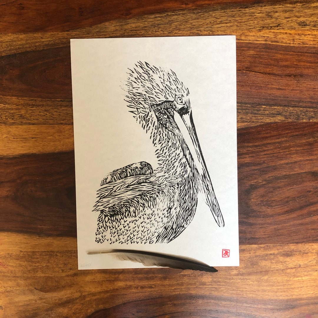Heron - Original Lino Cut Print - Etsy