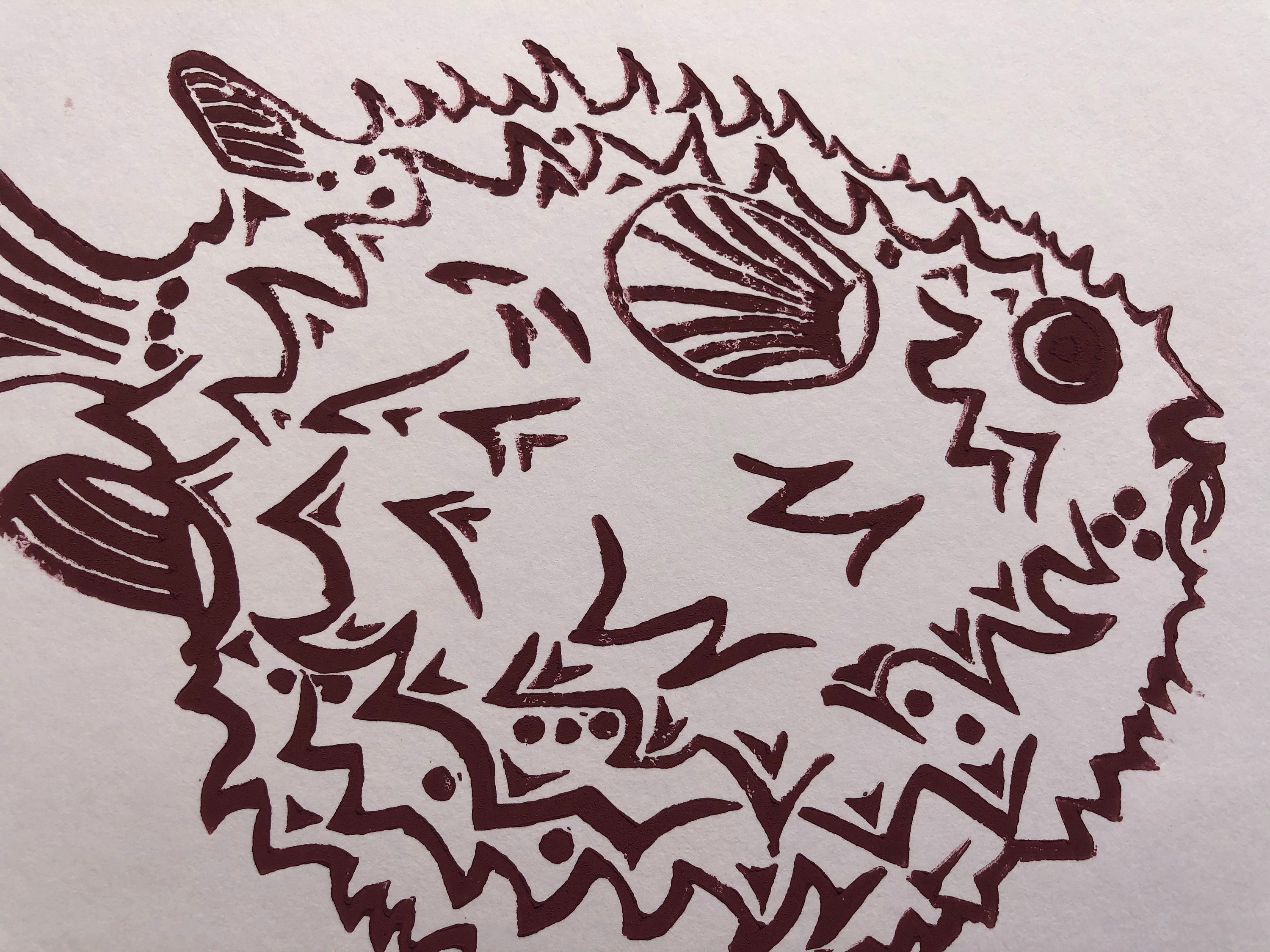 Purple Pufferfish Original Linocut Print - Etsy