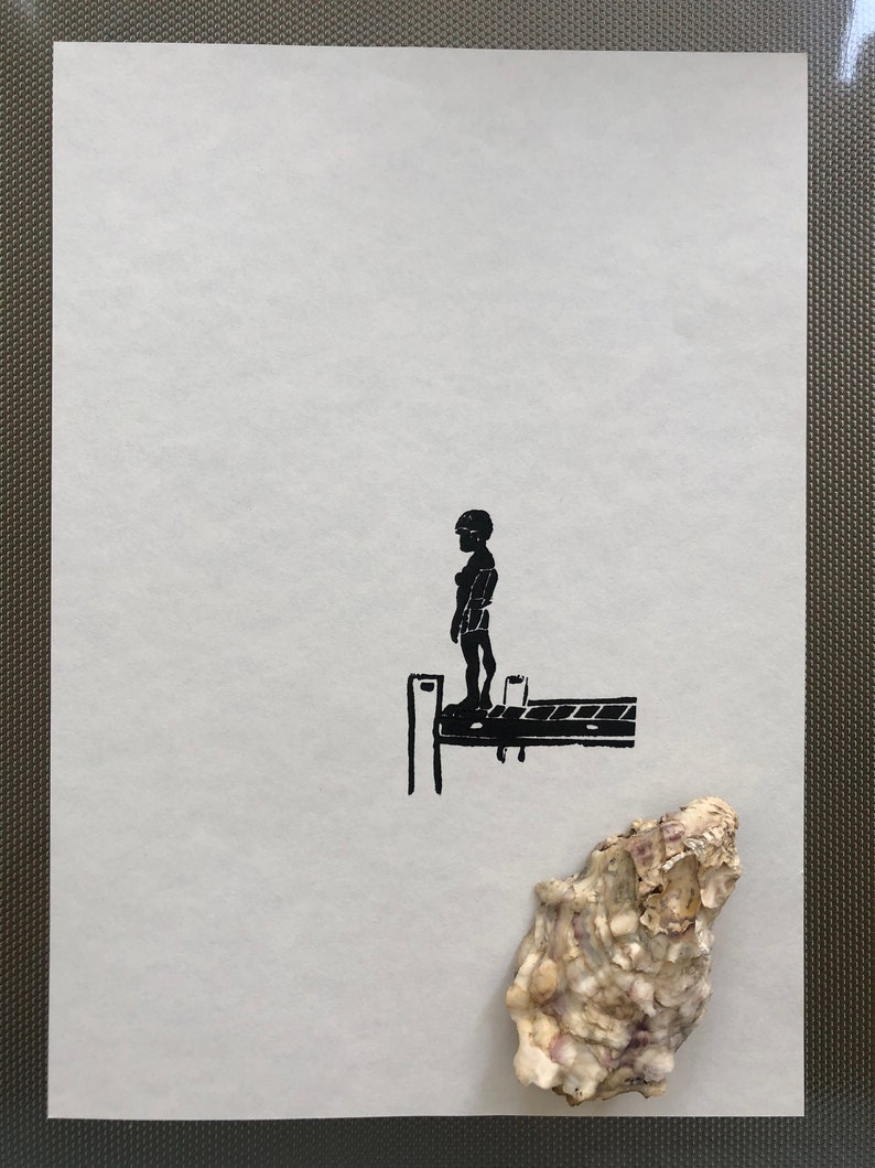 Boy at the Dock Original Linocut Print - Etsy