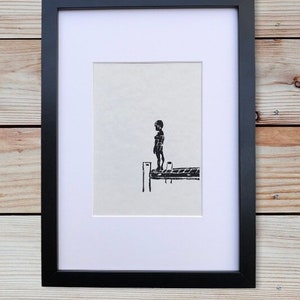 Boy at the Dock - Original Linocut Print - Etsy
