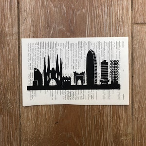 Barcelona Skyline - Original Linocut Print - Etsy