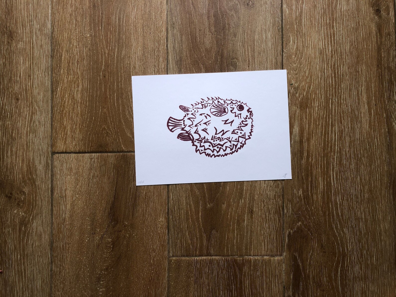 Purple Pufferfish Original Linocut Print - Etsy