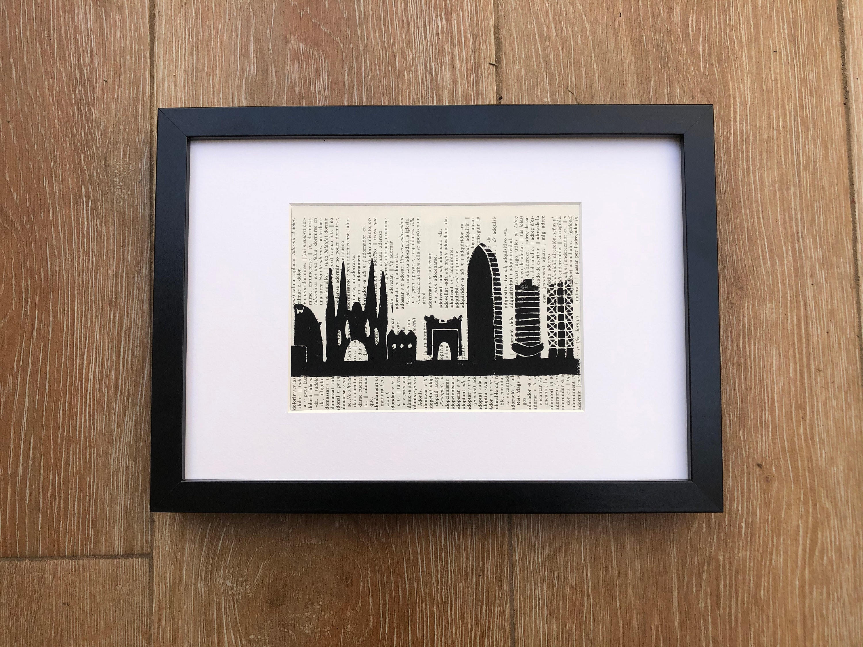 Barcelona Skyline - Original Linocut Print - Etsy