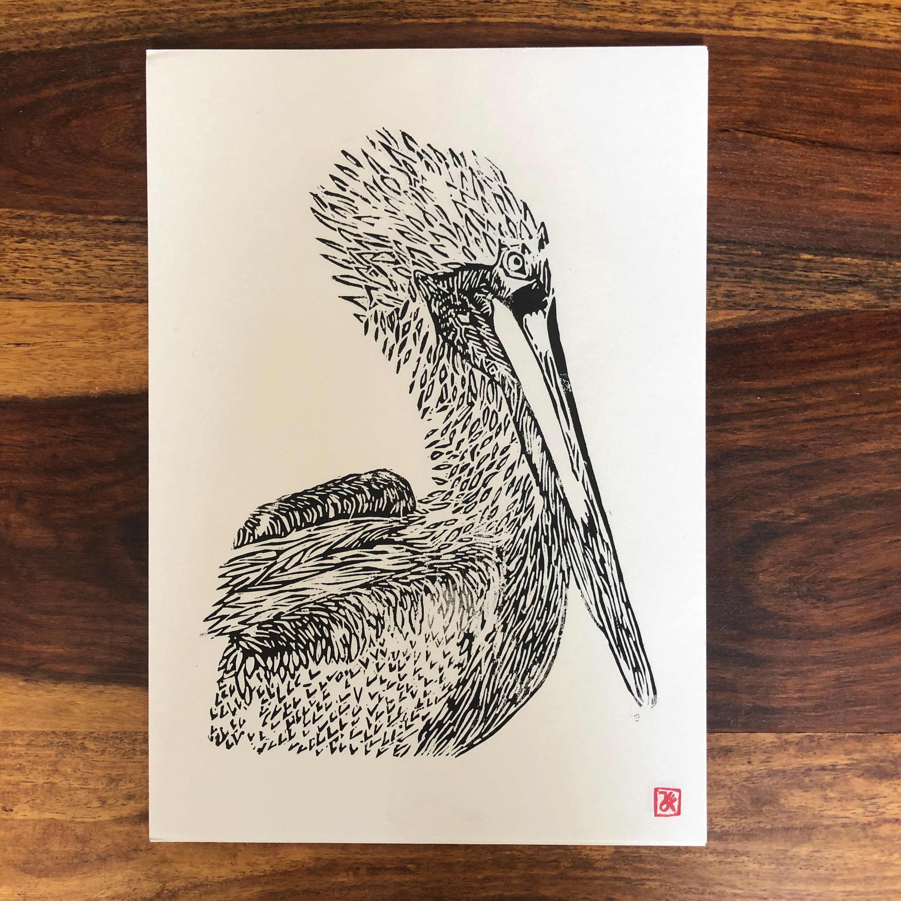 Heron - Original Lino Cut Print - Etsy